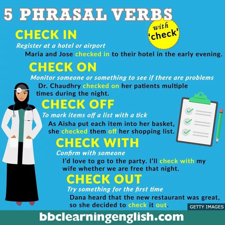 Click on: PHRASAL VERBS WITH 'CHECK'