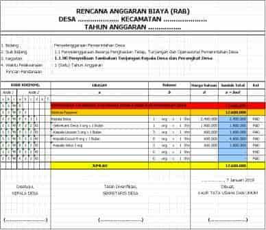 RAB Tambahan Tunjangan Kepala Desa dan Perangkat Desa | FORMAT ...