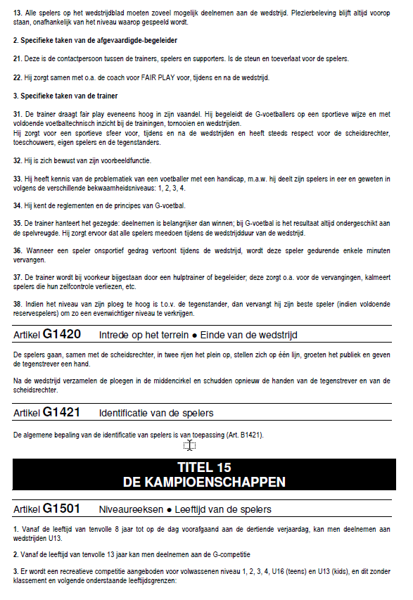 Regelement G-Voetbal | G-Team Maasmechelen / G-Tennis&Padel LIMA