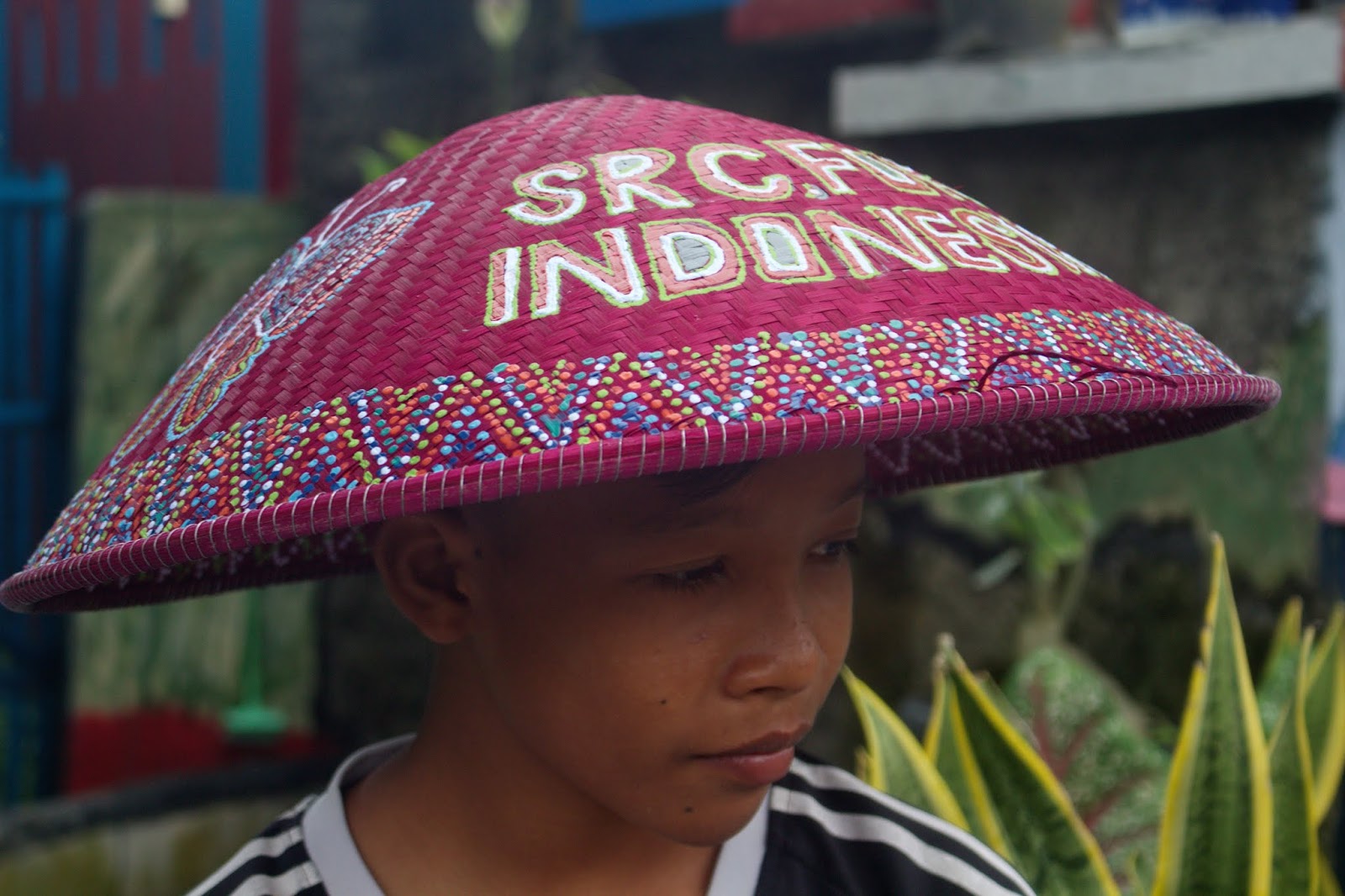 Caping Topi Petani Batik Titik Kerajinan Bambu Anyaman