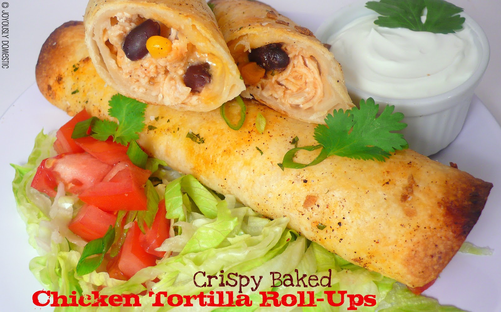 Joyously Domestic: Crispy Baked Chicken Tortilla Roll-Ups