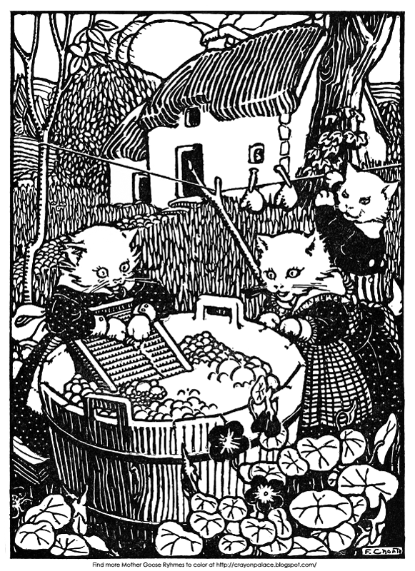 Crayon Palace: Three Little Kittens Coloring Page