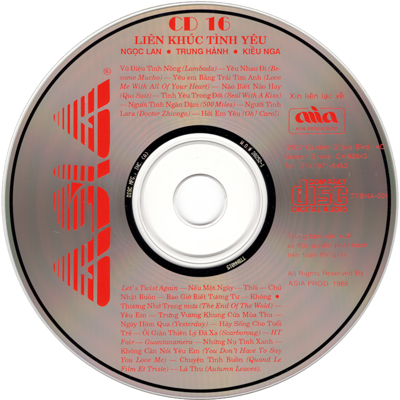 Asia CD 15 - Ngọc Lan, Trung Hành, Kiều Nga - Liên Khúc Tình Yêu ...