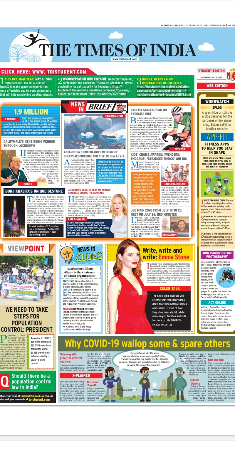 .: TOI paper student edition