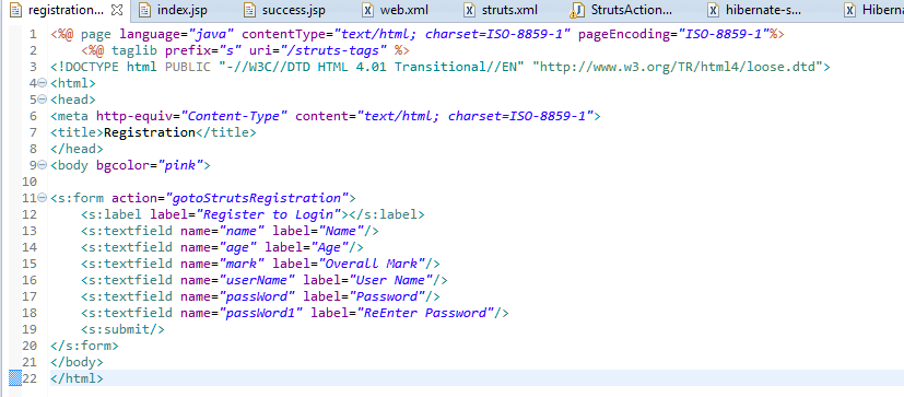 Code Beginners: Struts Spring Hibernate Integration