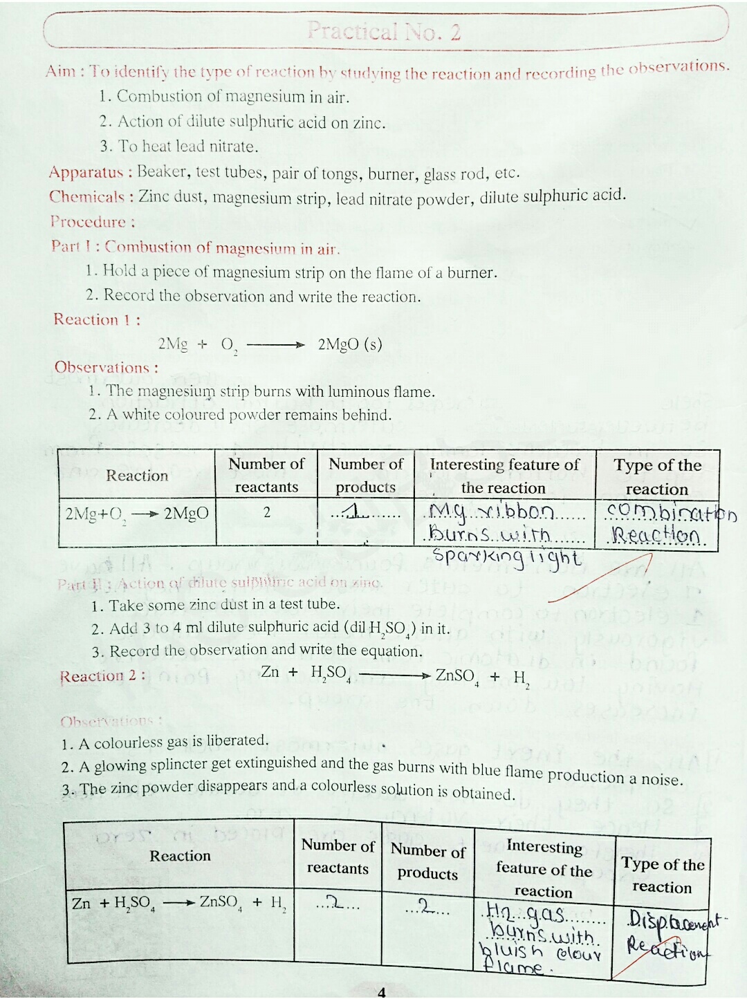 Science Practical Answers 2020