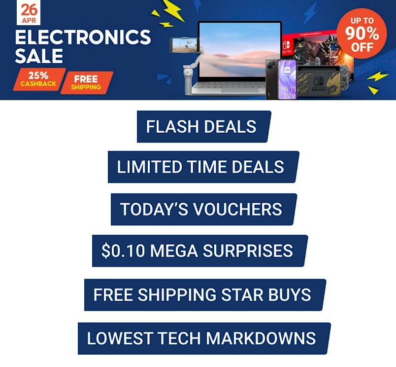 Electronics Sale With Flash Deals, Vouchers, 10 cents Surprises & More ...