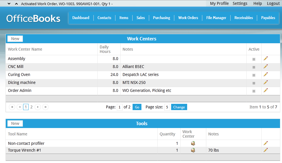 OfficeBooks Help: Work Centers and Tools