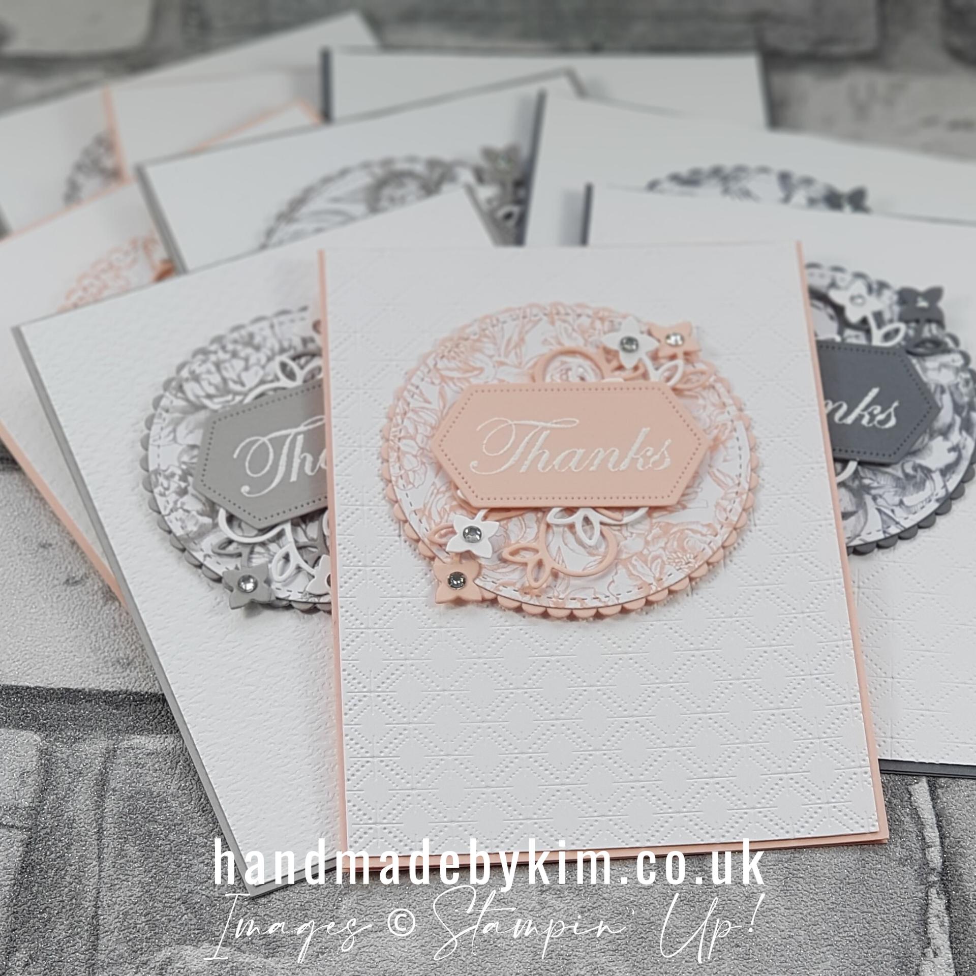 Classic Monochrome Thank You Cards featuring Peony Garden DSP from ...