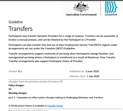 transfer by agreement form jobactive