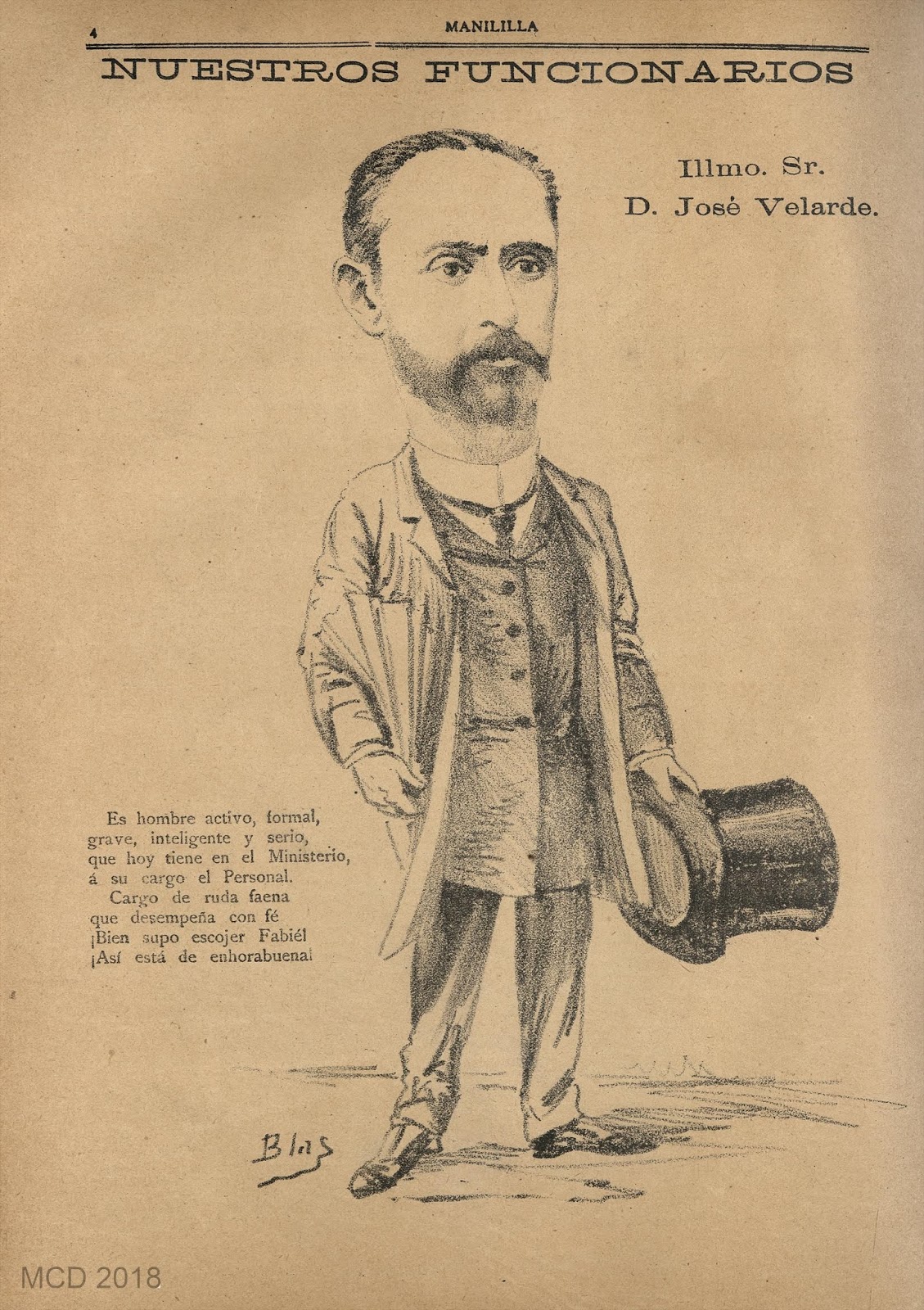 José Velarde Yusti: Caricatura de José Velarde