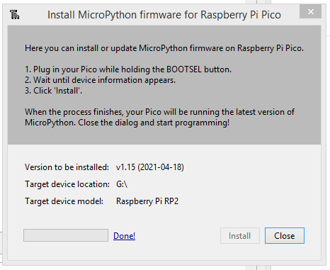 Raspberry Pi Pico: Instalar Thonny y usar MicroPython