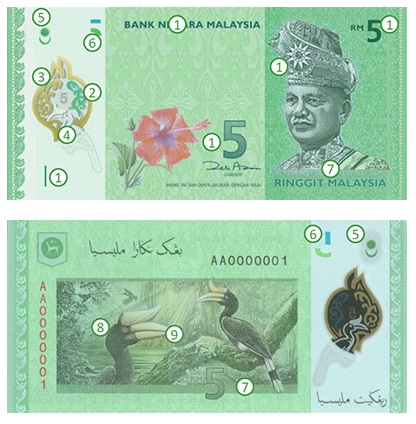 satu cara jitu: Ciri Keaslian RM 5 4th Series Polymer Banknote