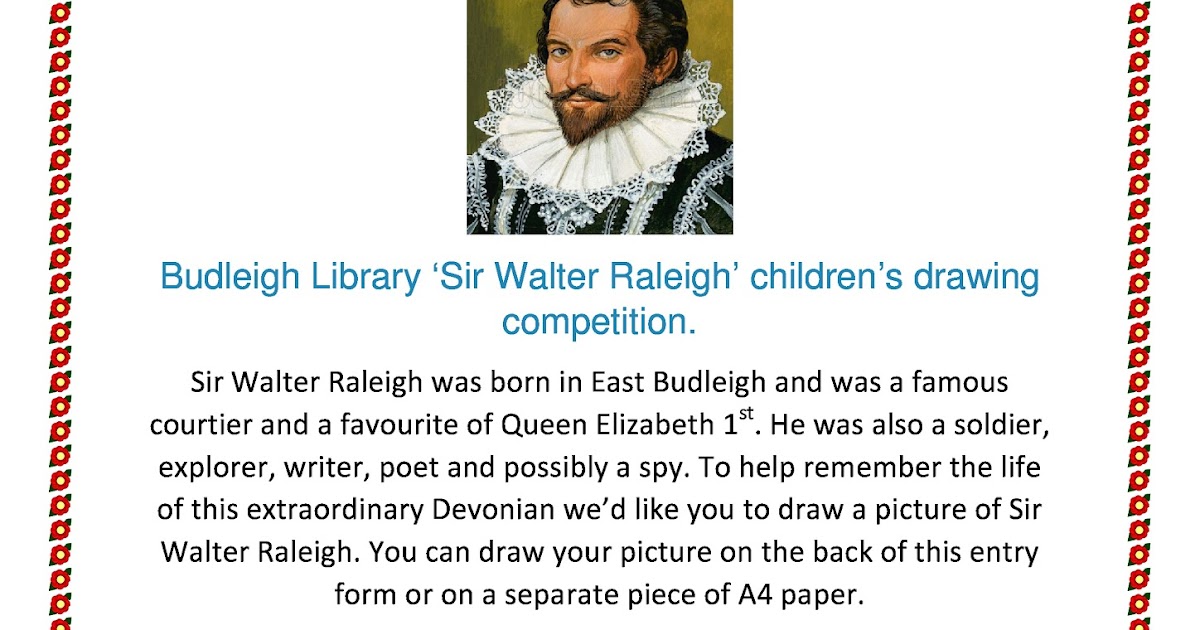 Raleigh 400: Budleigh Library 'Sir Walter Raleigh' children's drawing ...