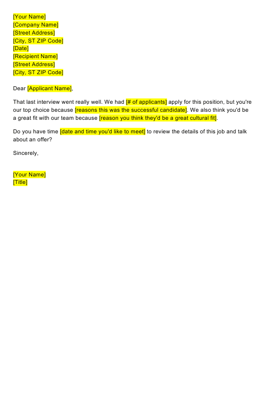 Simple Offer Letter Template ~ Resume Letter