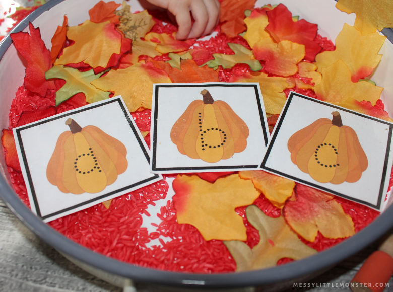 Fall Leaf sensory Bin - Messy Little Monster