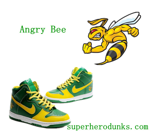 Superhero Dunks: Green Dunk Nike High Angry Bee Shoes