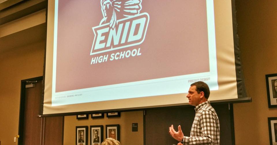 Enid High '58: Enid High gets new logo (same blue/white colors)