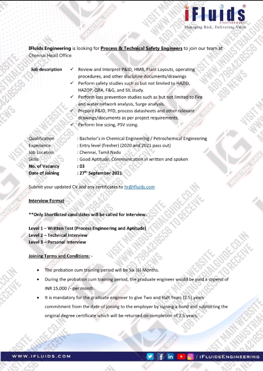 Ifluids Engineering jobs for Process Engineer Technical Safety Engineer apply now