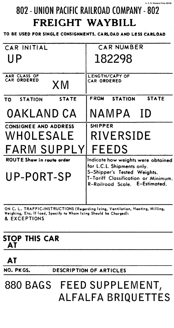 modeling the SP: Waybills, Part 12: Car Service Rules