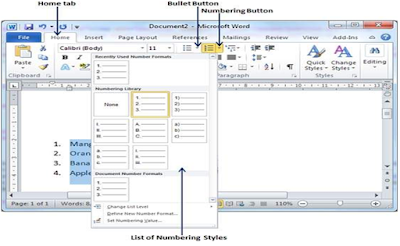 IT (INFORMATION TECHNOLOGY) NOTES: Unit - 4 : Ms-Word List Command