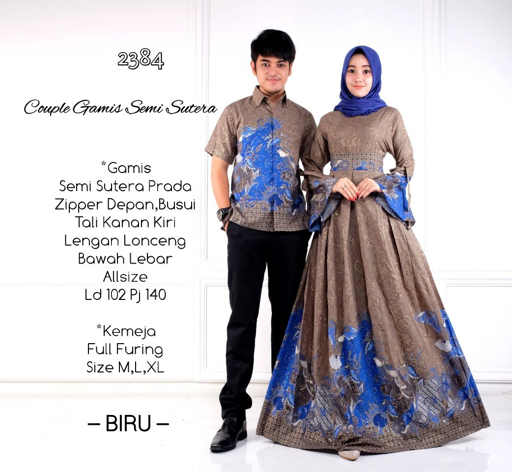 Model Baju Batik Gamis Couple D2384 Semisutera - Batik Bagoes Solo