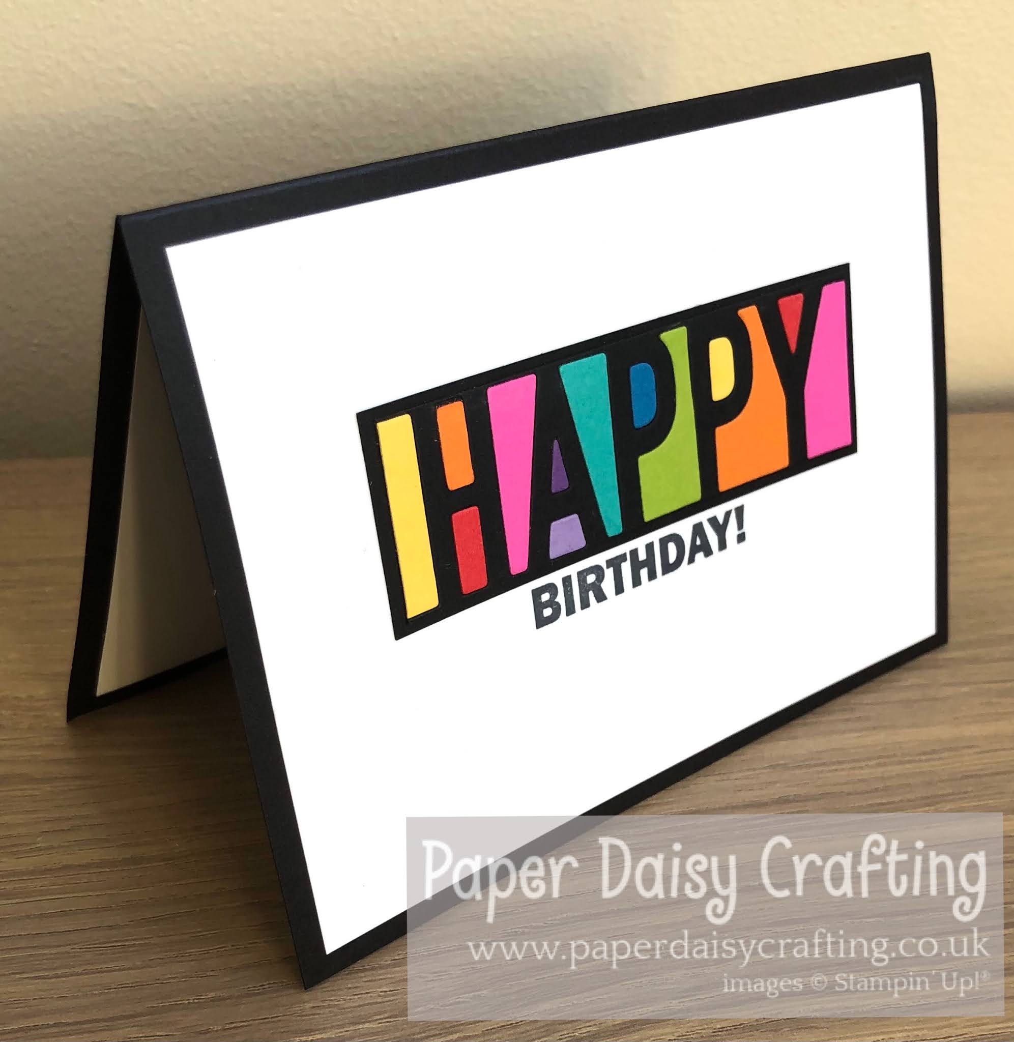 Paper Daisy Crafting: HAPPY card with inlay technique