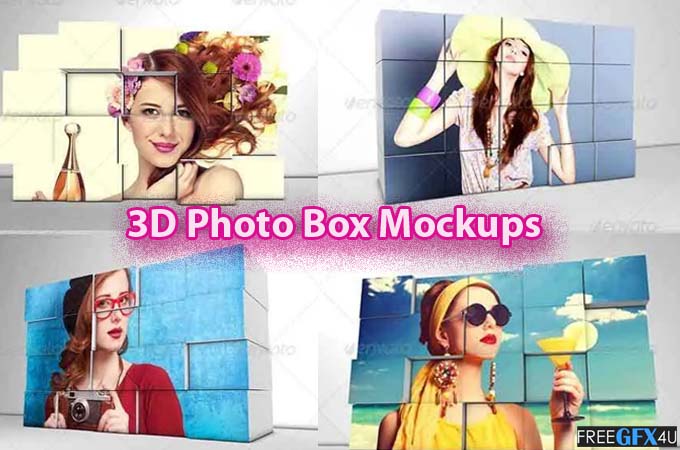 3D Photo Box Mockups PSD Template Collection Free Download