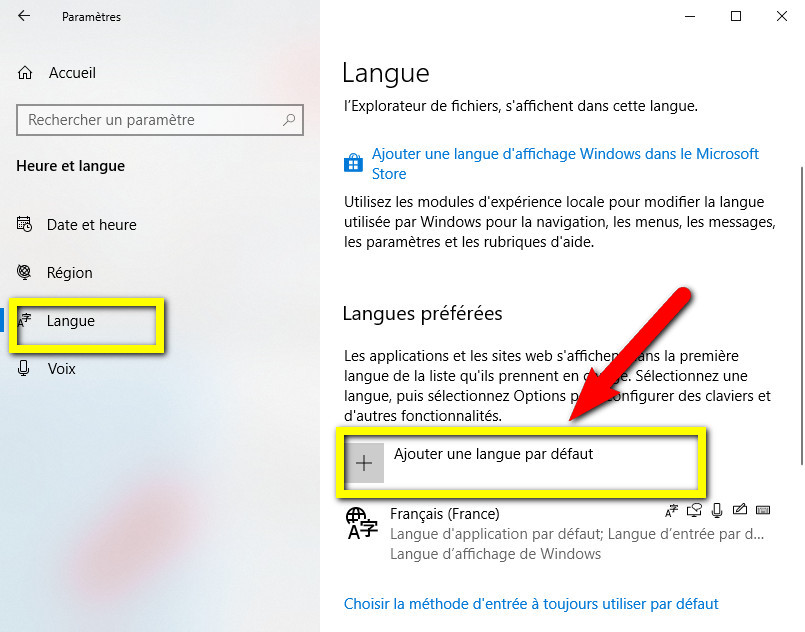 How to change language windows 10