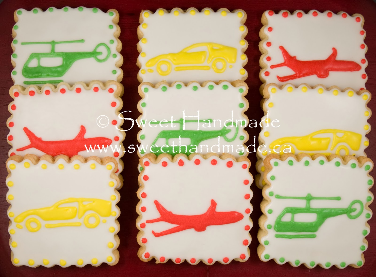 Sweet Handmade Cookies: Helicopters, Sports Cars and Airplane Cookies