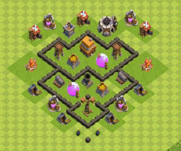 Kumpulan Base Town Hall 4 Clash of Clans (War, Hybrid, Trophy, Farming ...