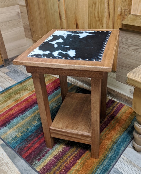 Side Table with Cowhide