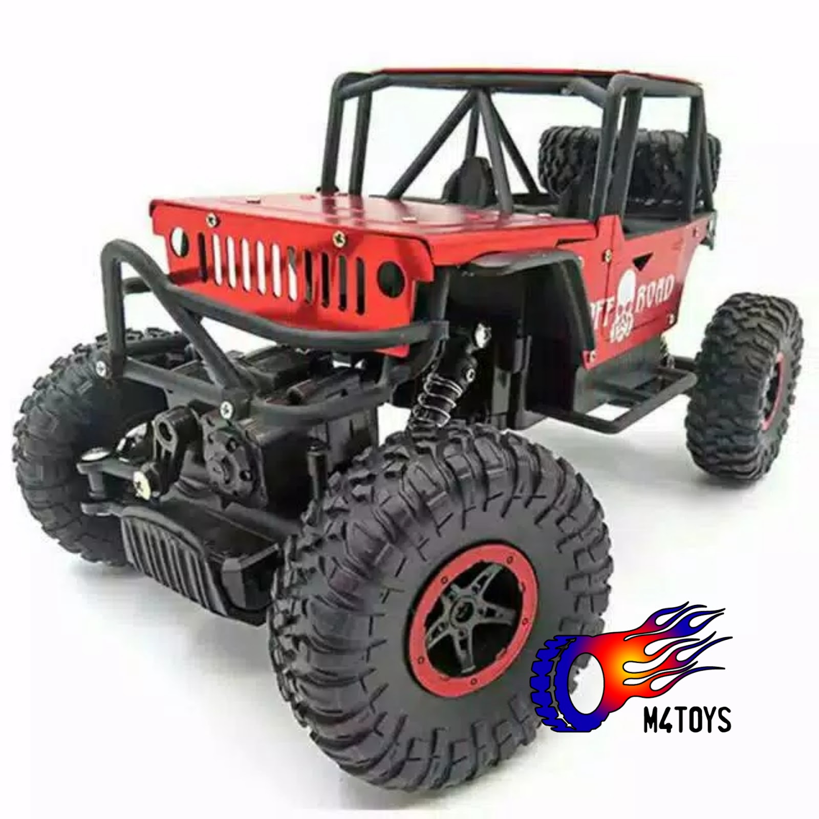 Mobil RC OFFROAD JEEP ARMY 4WD Merah - m4toys.com