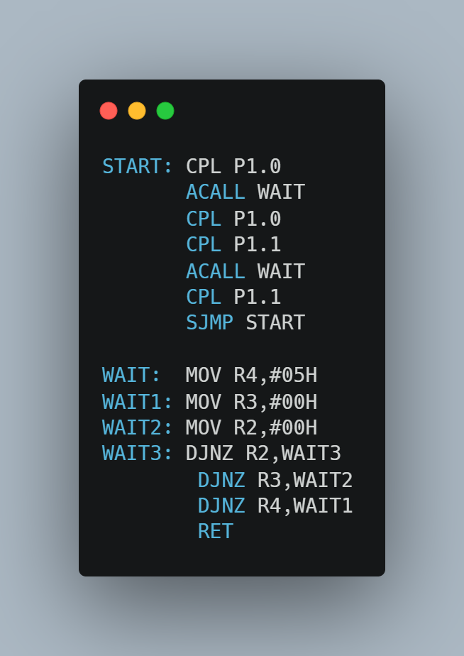 Interfacing LED with 8051 Microcontroller in Assembly