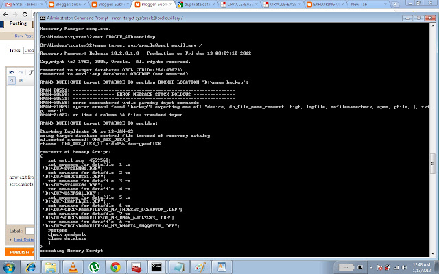 Subhendra S Blog Creating A Duplicate Database In Using Rman In 10g Windows Platform Same