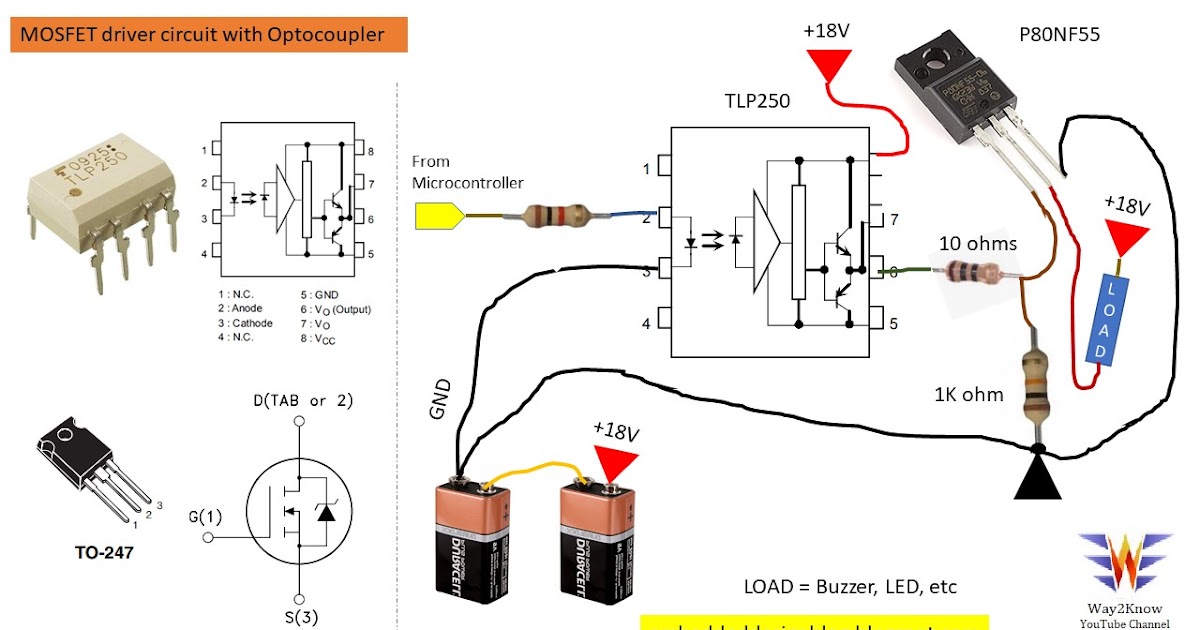 Isolated MOSFET driver circuit using TLP250