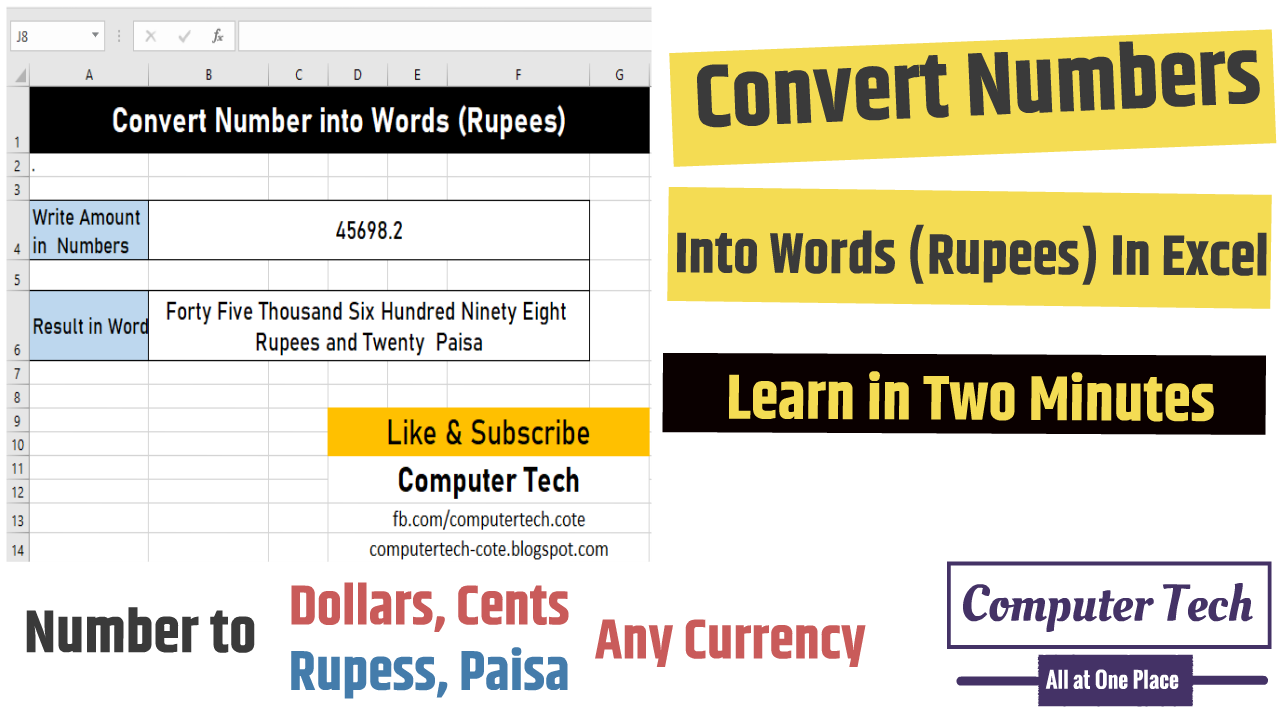 Convert Numbers Into Words Rupees In Excel COMPUTER TECH Convert Numbers Into Words Rupees In Excel COMPUTER TECH