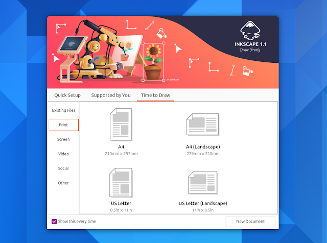 Vector Graphics Editor Inkscape 1.1 Released With New Welcome Dialog, Command Palette, More ...