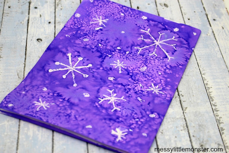 Wax Crayon Resist Snowflake Art - Messy Little Monster