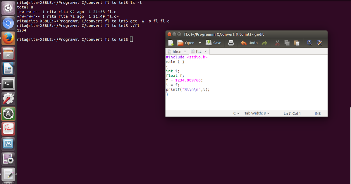 C language. How to cast value float to int,