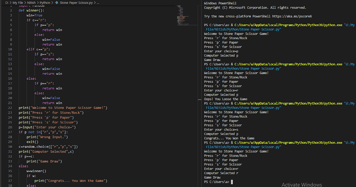 Stone / Rock Paper Scissor Game | Snake Water Gun Game | Random ...