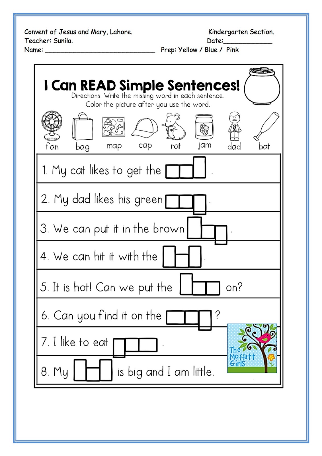 Convent of Jesus & Mary Lahore: PREP YELLOW-PINK-BLUE Phonics Primer 3