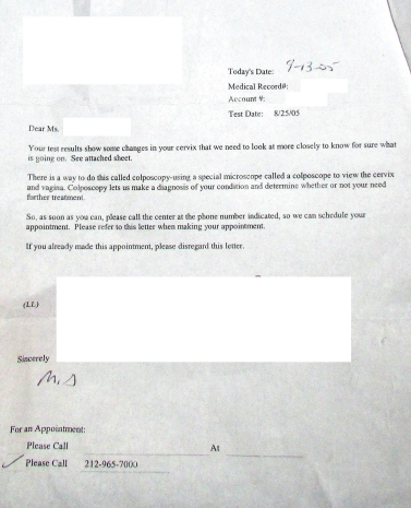 Normal Pap Smear Letter Template ~ Resume Letter