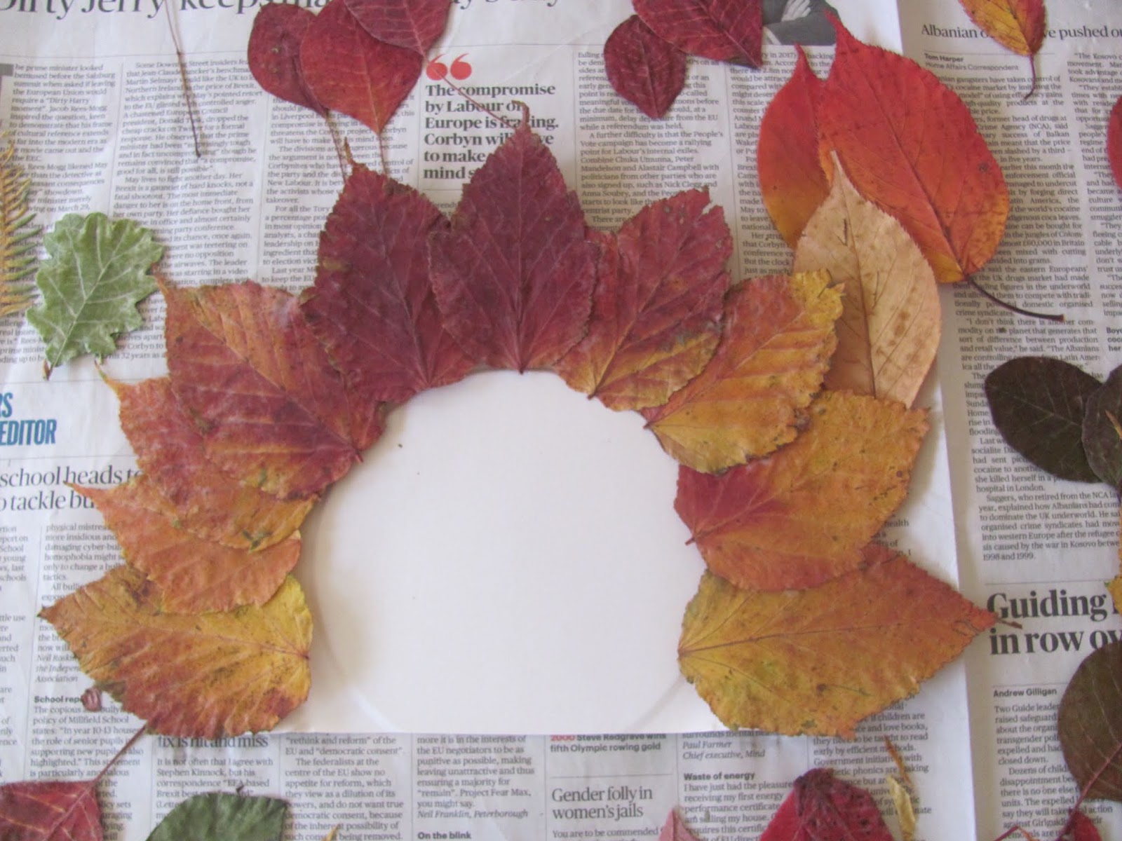 Jumble Tree: Leaf art using paper plates