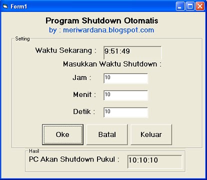 TUTORIAL MEMBUAT PROGRAM SHUTDOWN OTOMATIS DENGAN VB