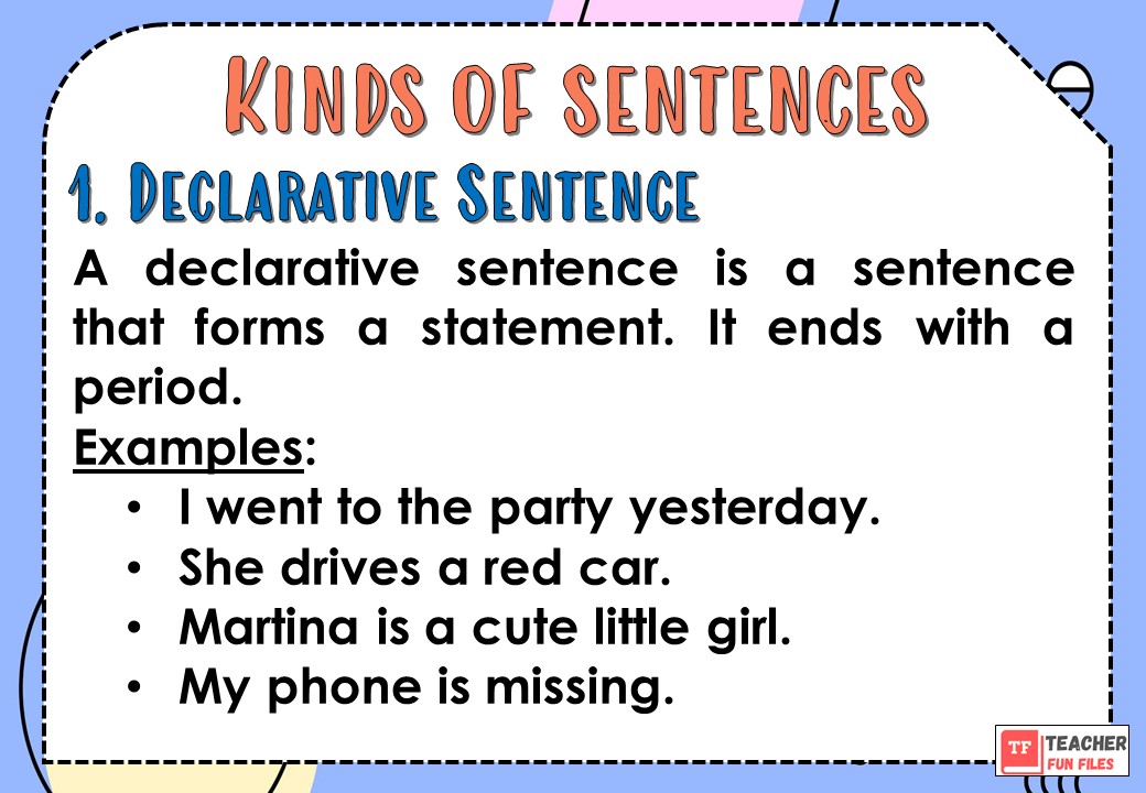 Teacher Fun Files: Kinds of Sentences Flashcards