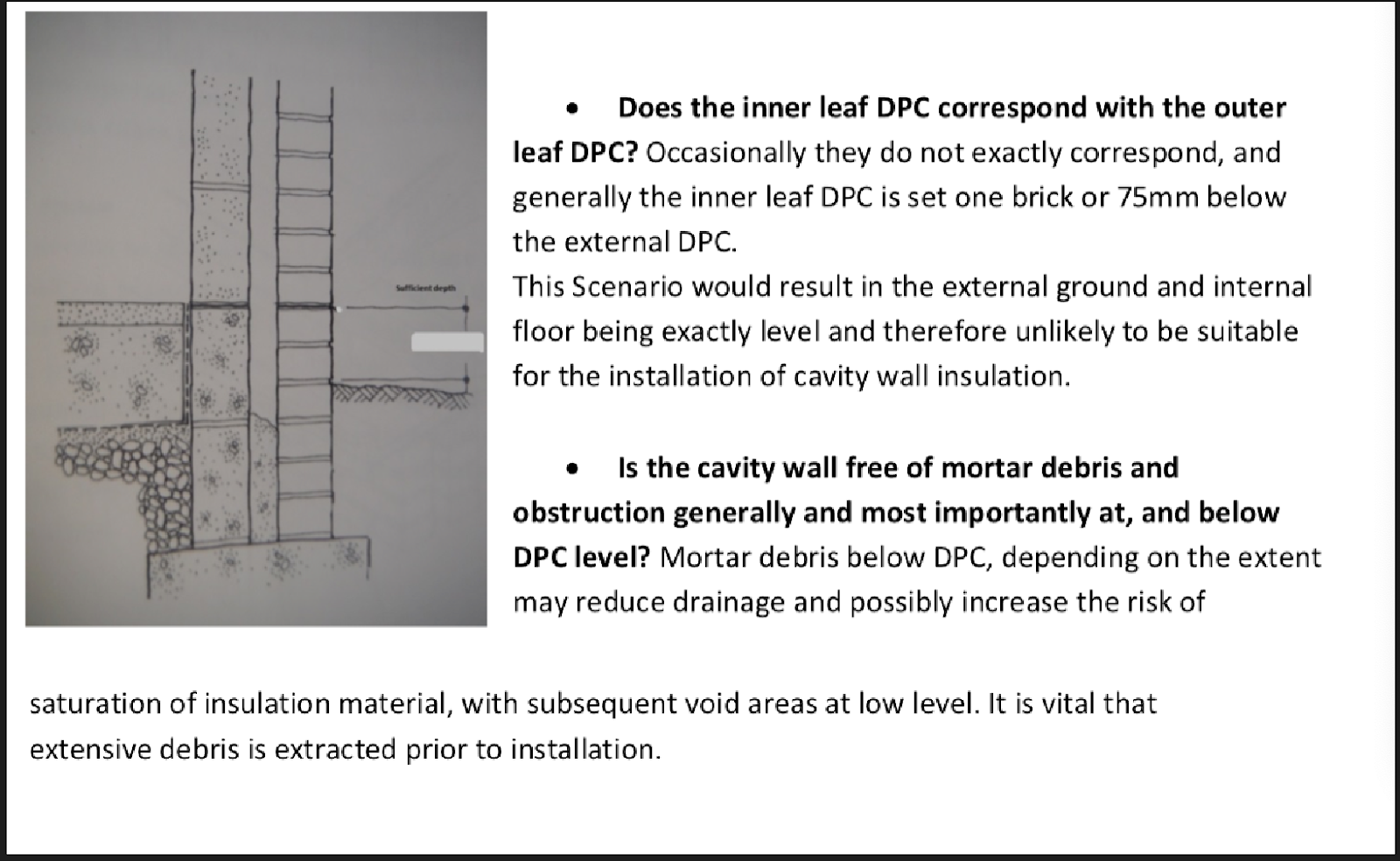 Discrepancies between Internal and external DPC (damp proof course)