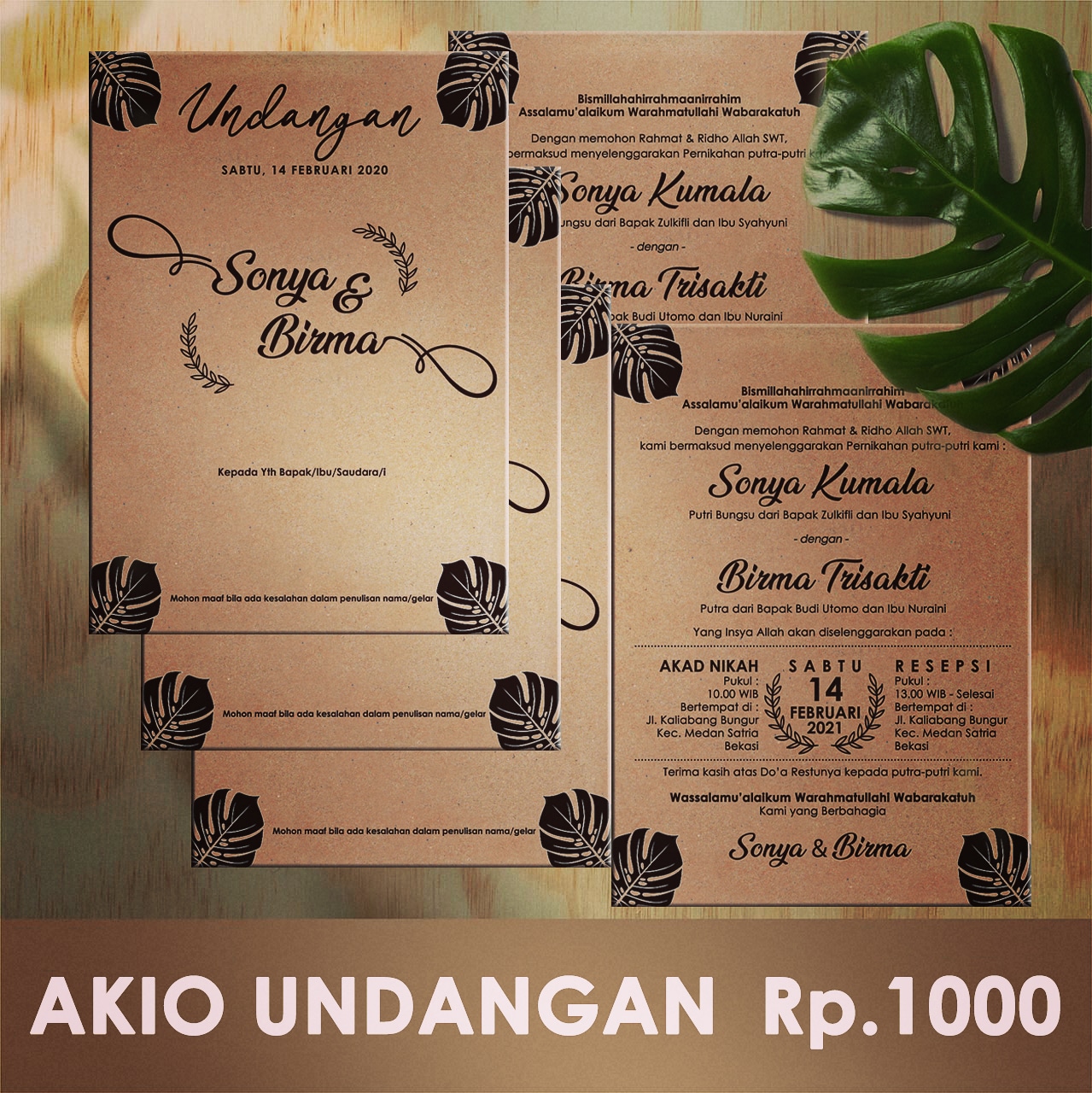 Undangan Harga Rp. 1000 Disain Terbaru 2021 | Akio Undangan