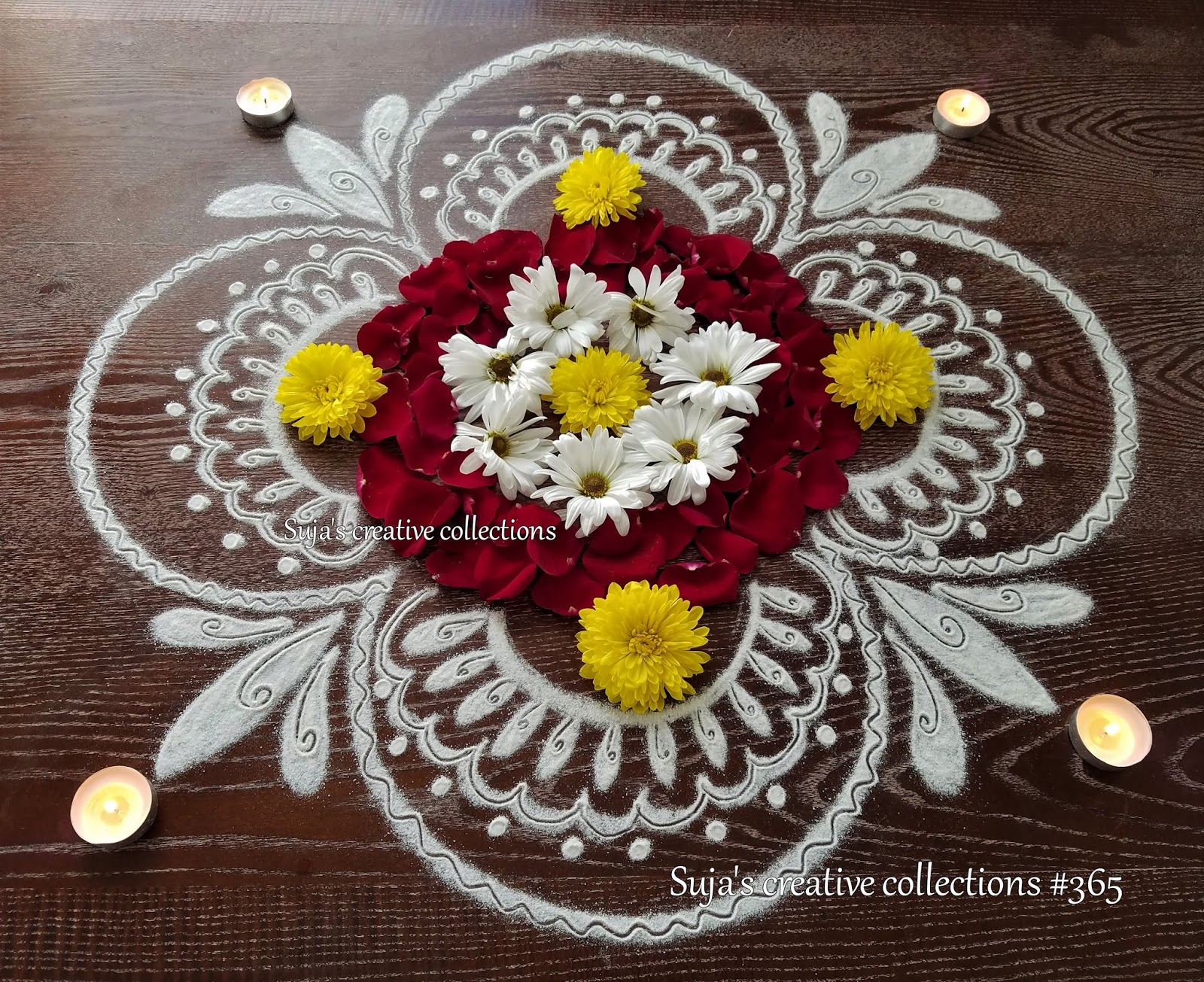 Suja's Creative Collections: Kolam Designs With Flowers
