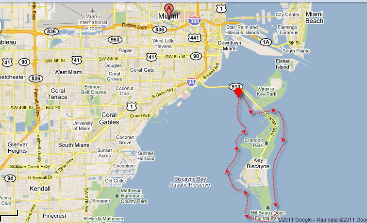 305kayaker: Key Biscayne Island - Circum-navigation